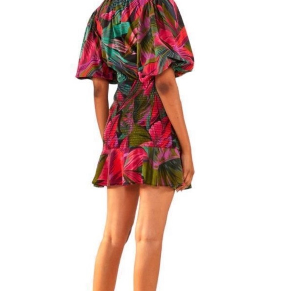 Farm Rio Midnight Leaves Mini Dress - Gem